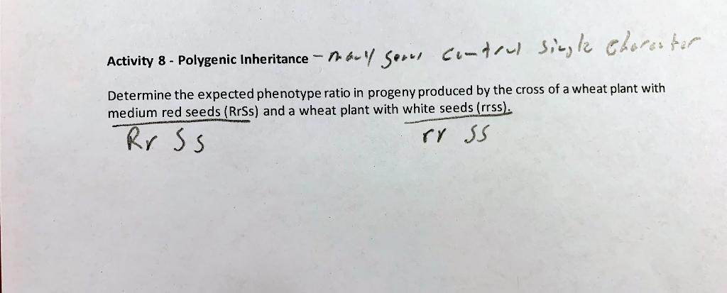 Solved single choroster Activity 8 - Polygenic Inheritance - | Chegg.com