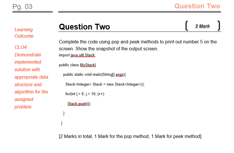 Solved Complete the code using pop and peek methods to print | Chegg.com