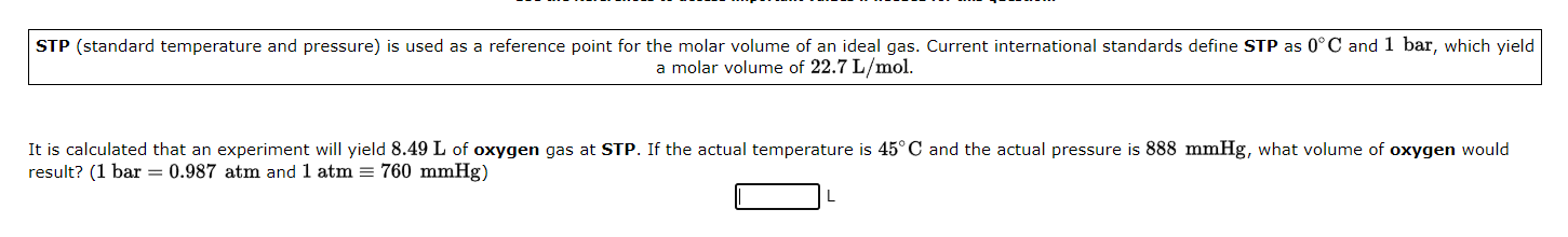 Solved STP (standard temperature and pressure) is used as a | Chegg.com