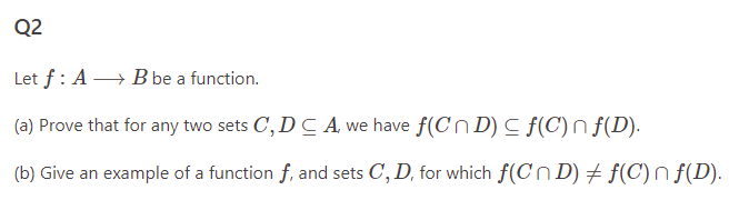 Solved Let f:A B be a function. (a) Prove that for any two | Chegg.com
