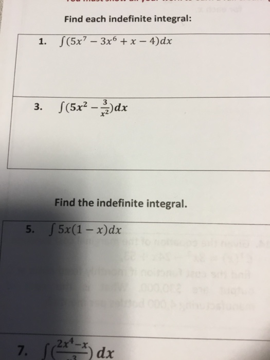Solved Find each indefinite integral: 3. (5x2 Find the | Chegg.com