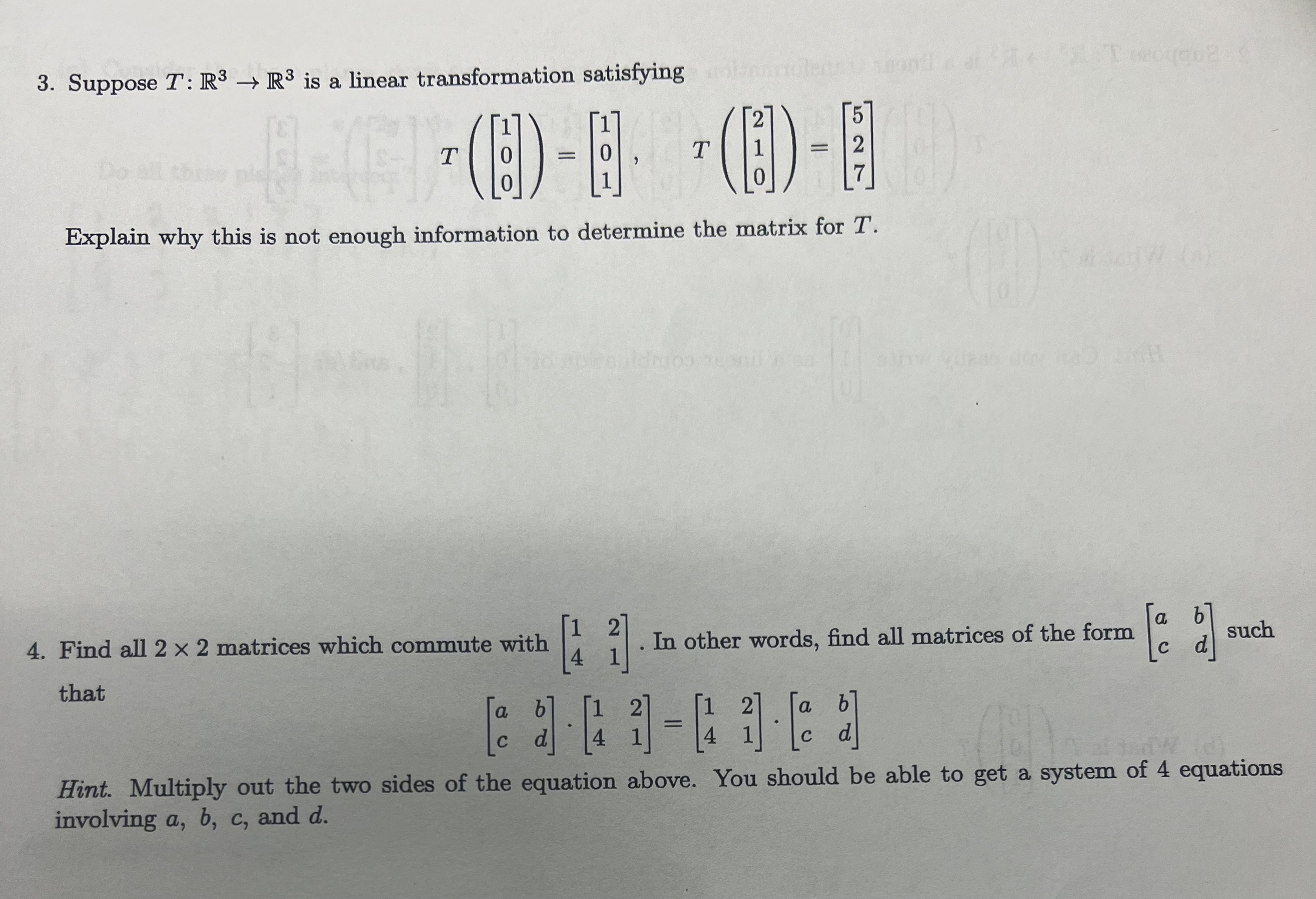 Solved 3. Suppose T:R3→R3 is a linear transformation | Chegg.com