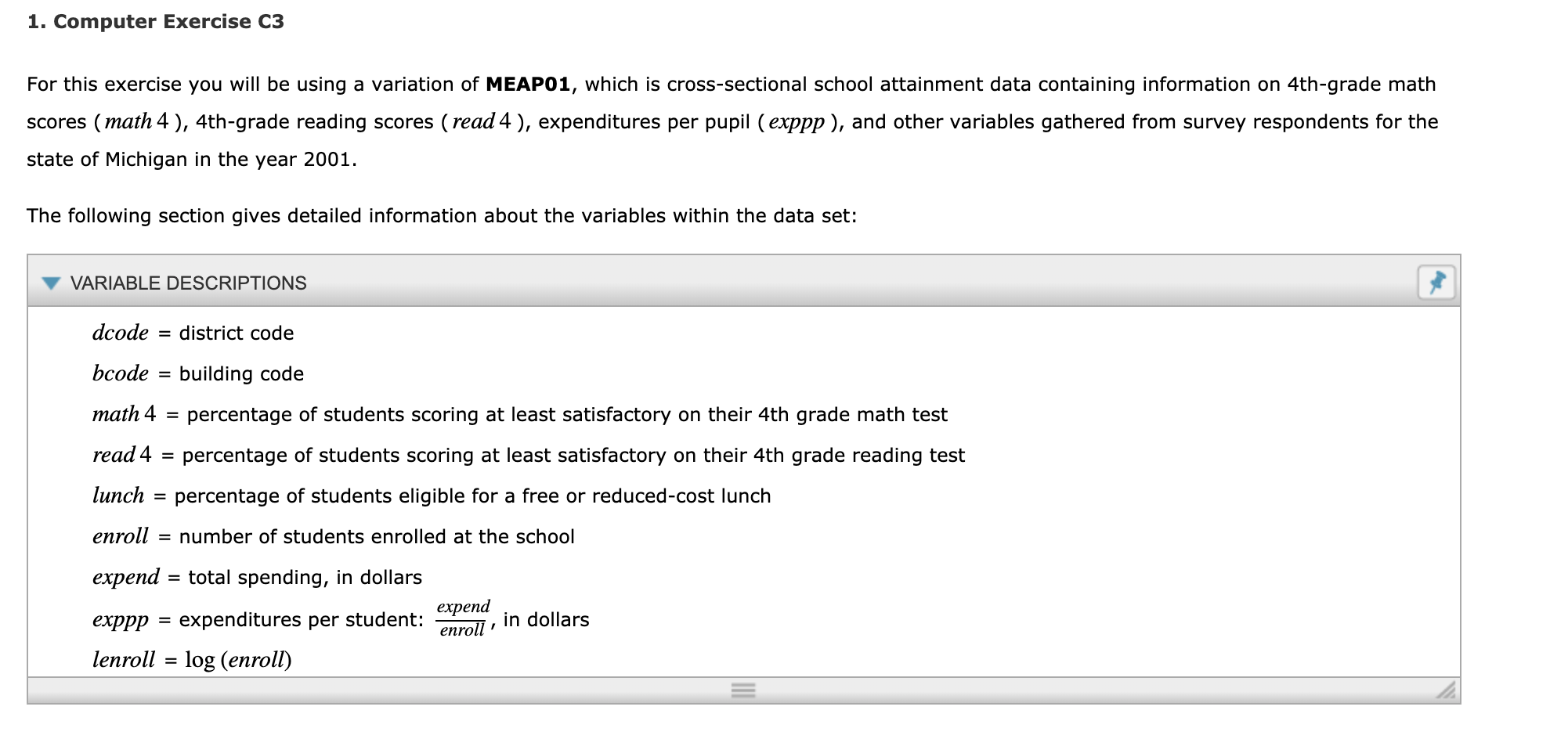 1. Computer Exercise C3 For this exercise you will be | Chegg.com