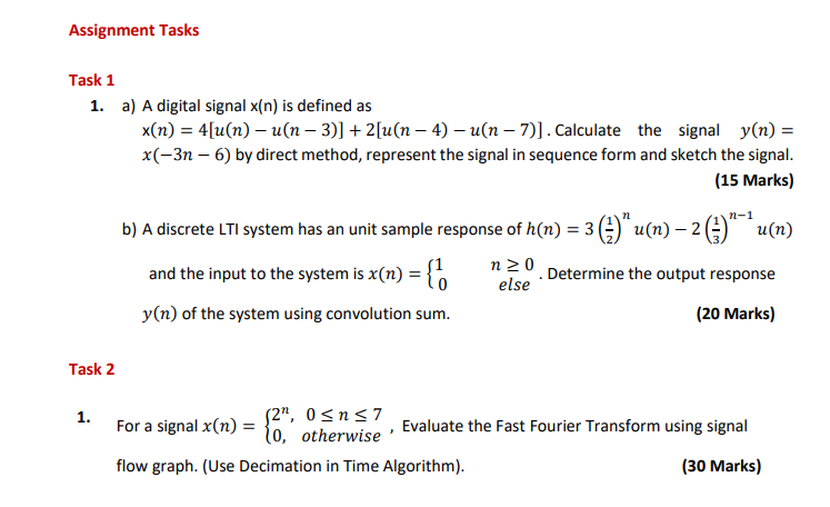 Solved Assignment Tasks Task 1 1. a) A digital signal x(n) | Chegg.com