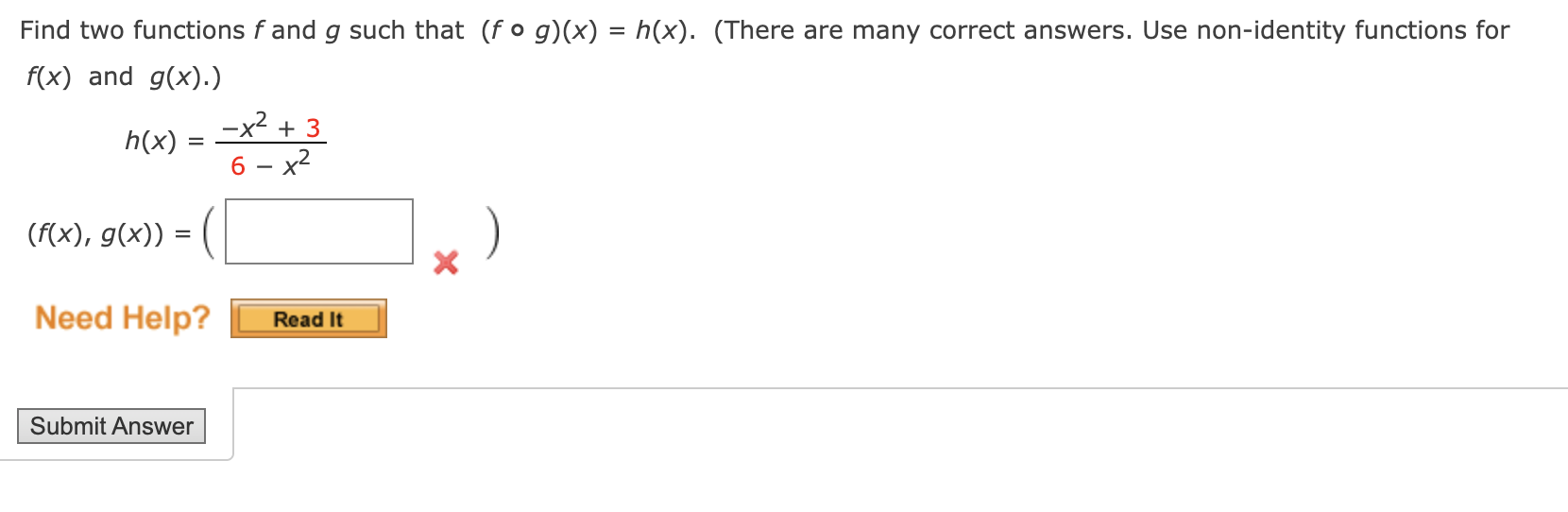 Solved Find two functions f and g such that (fog)(x) = h(x). | Chegg.com