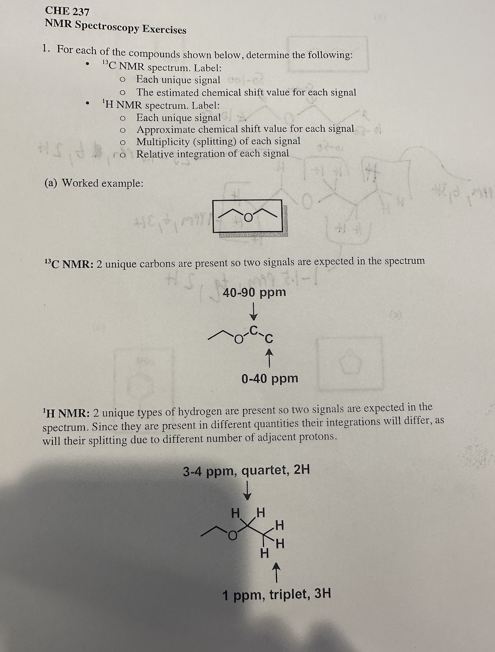 NMR Spectroscopy Exercises 1. For each of the | Chegg.com
