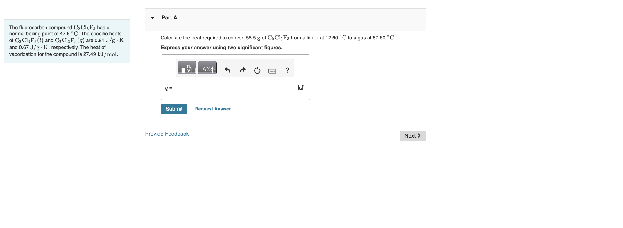 Solved The fluorocarbon compound C2Cl3 F3 has a normal | Chegg.com