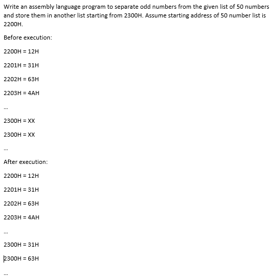 Solved Write an assembly language program to separate odd | Chegg.com