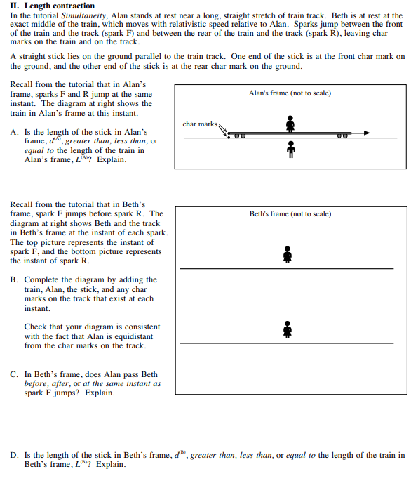 Solved II. Length contraction In the tutorial Simultaneity, | Chegg.com