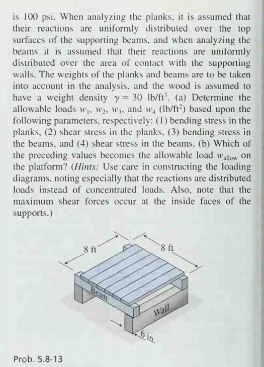 Solved **5.8-13 A square wood platform, 8 ft x 8 ft in area, | Chegg.com