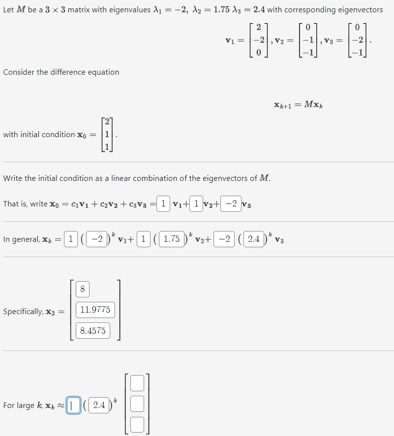 Solved Let M ﻿be a 3×3 ﻿matrix with eigenvalues | Chegg.com