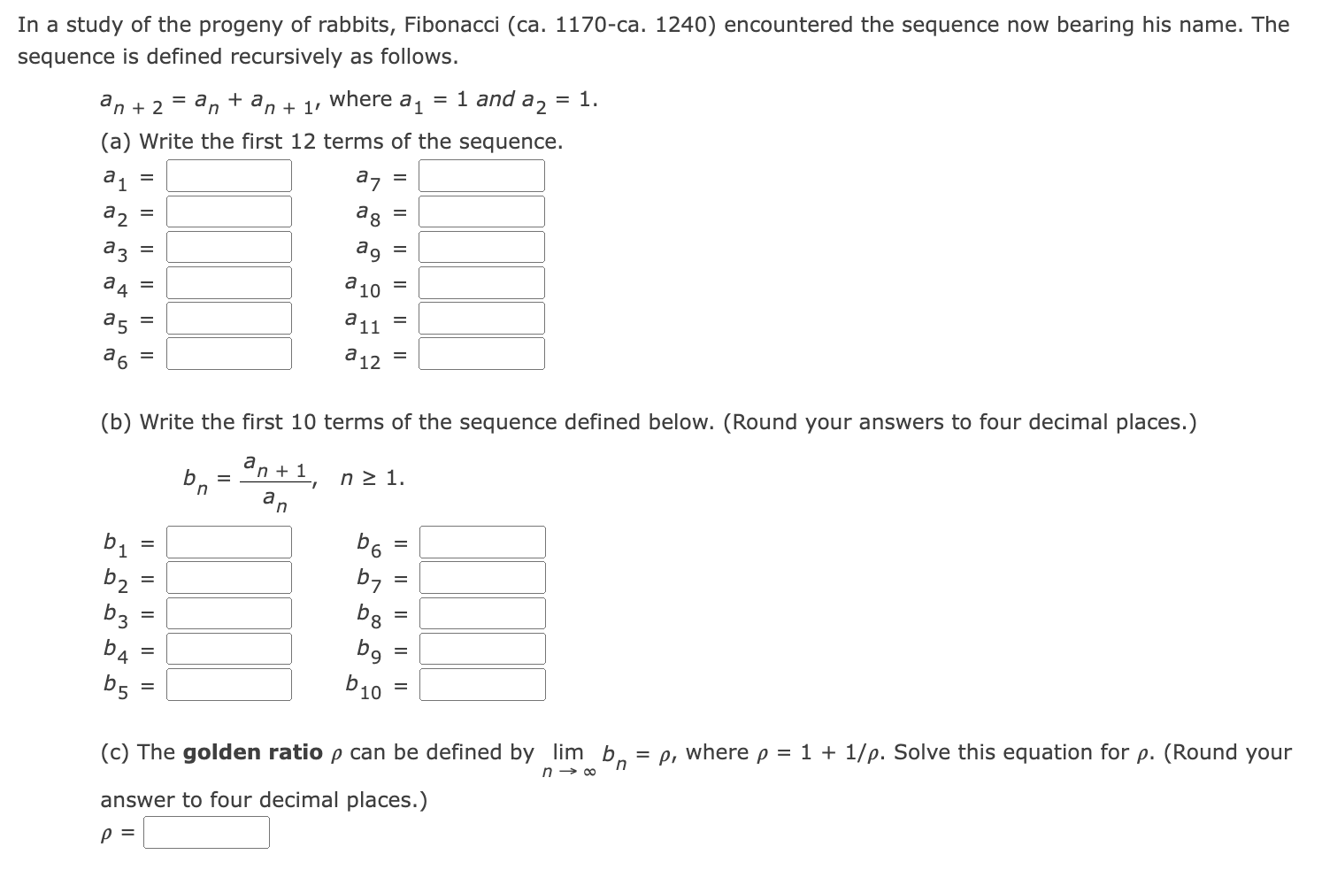 Solved n a study of the progeny of rabbits, Fibonacci (ca. | Chegg.com