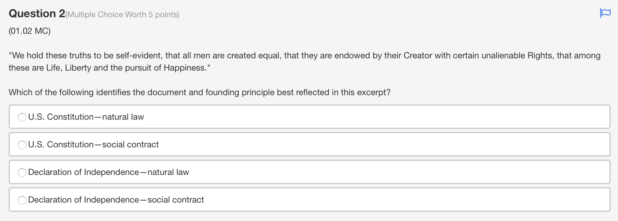 Solved Question 1(Multiple Choice Worth 5 points) pa (01.02 | Chegg.com