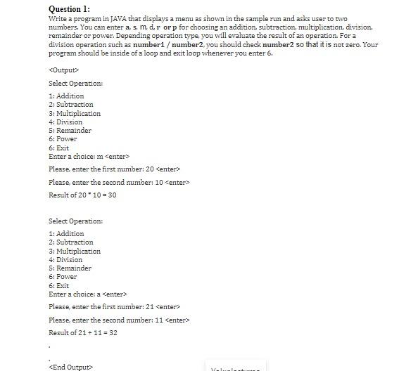 Solved Question 1: Write a program in JAVA that displays a | Chegg.com