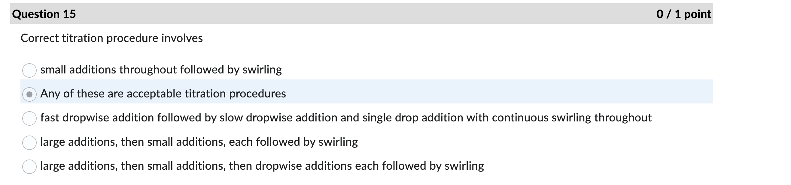 Solved Correct titration procedure involves small additions | Chegg.com
