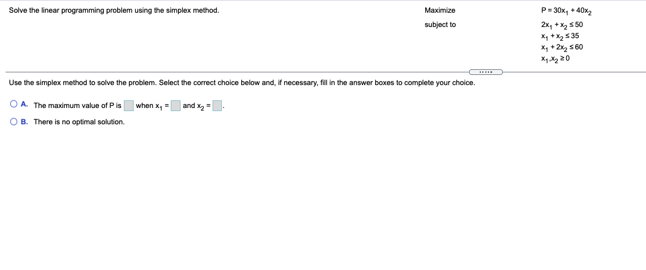 Solved Solve the linear programming problem using the | Chegg.com