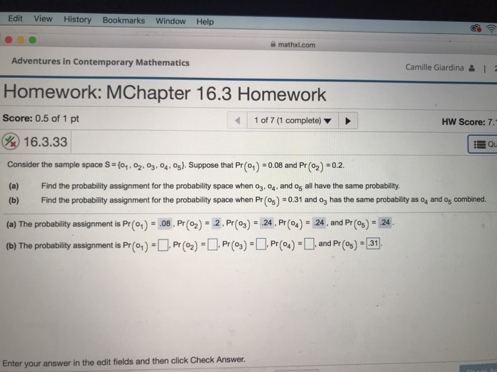 Solved Edit View History Bookmarks Window Help mathxl.com | Chegg.com