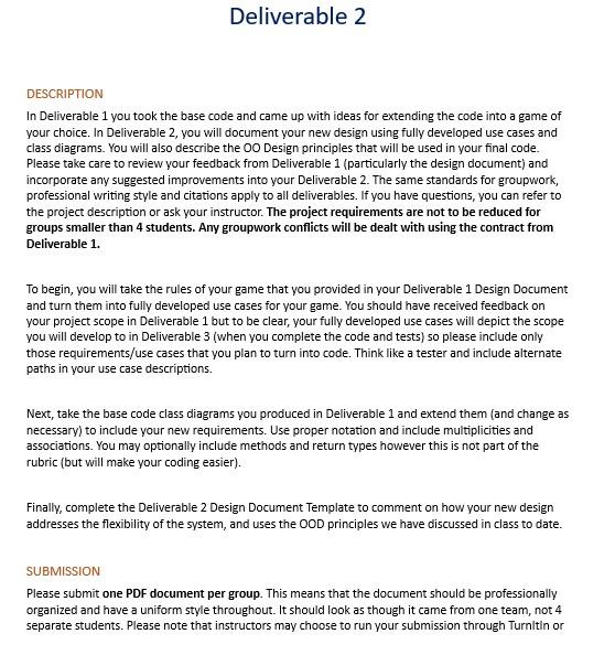 Solved ||SYST 17796 DELIVERABLE 2 DESIGN DOCUMENT TEMPLATE | Chegg.com