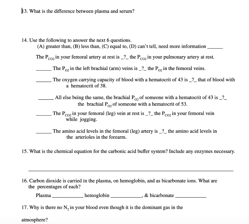 Solved 113. What is the difference between plasma and serum? | Chegg.com