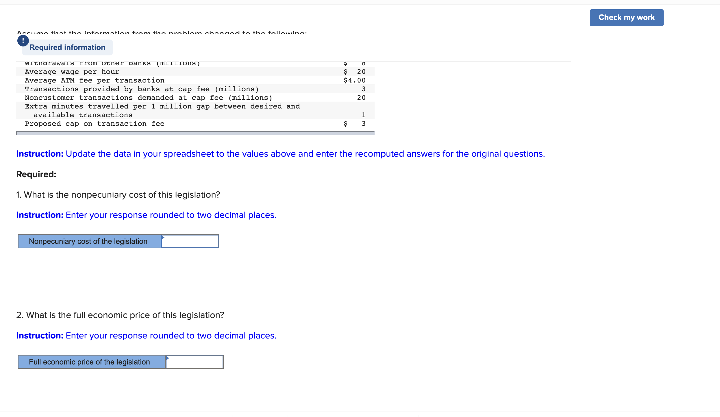 Solved Instruction: Update the data in your spreadsheet to | Chegg.com