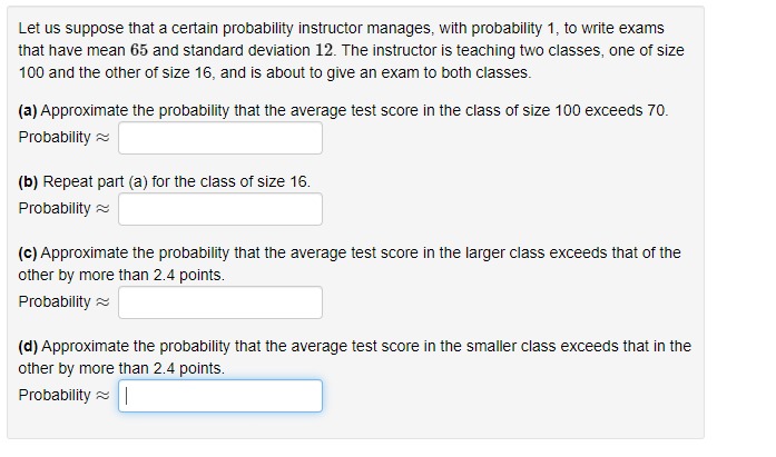Solved Let us suppose that a certain probability instructor | Chegg.com