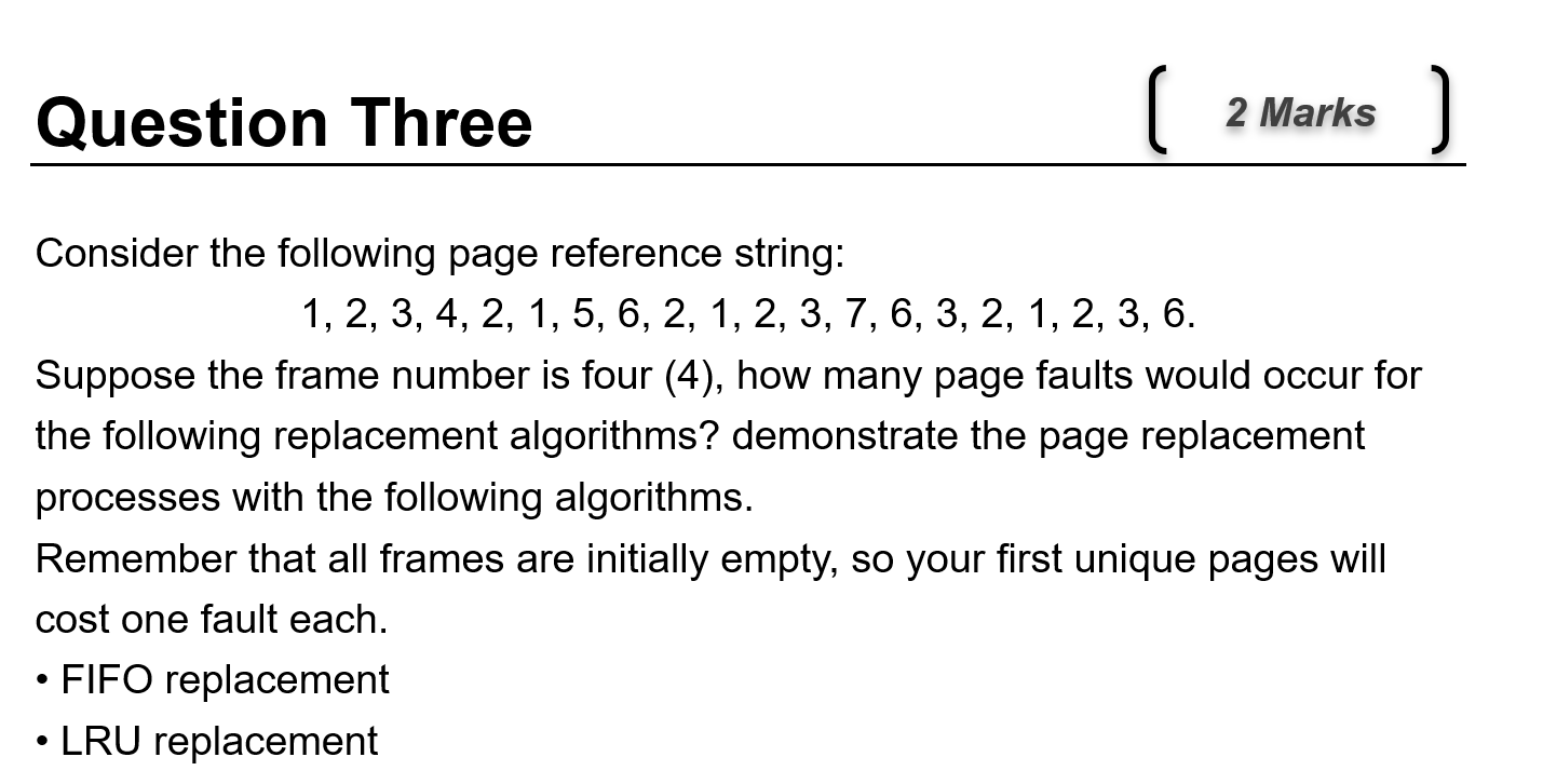 Solved Consider the following page reference string: 1, 2, | Chegg.com