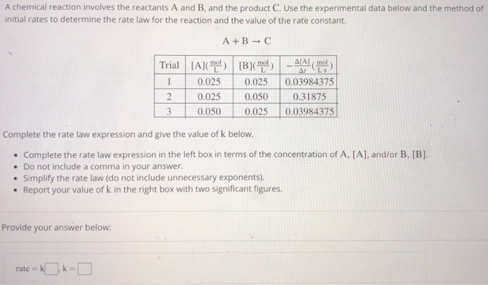 A chemical reaction involves the reactants A and B, | Chegg.com
