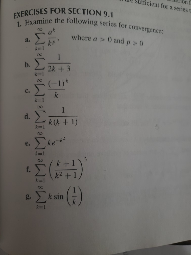 Solved afficient for a series t EXERCISES FOR SECTION 9.1 1. | Chegg.com