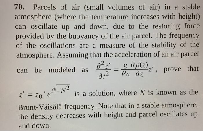 Solved Parcels of air (small volumes of air) in a stable | Chegg.com