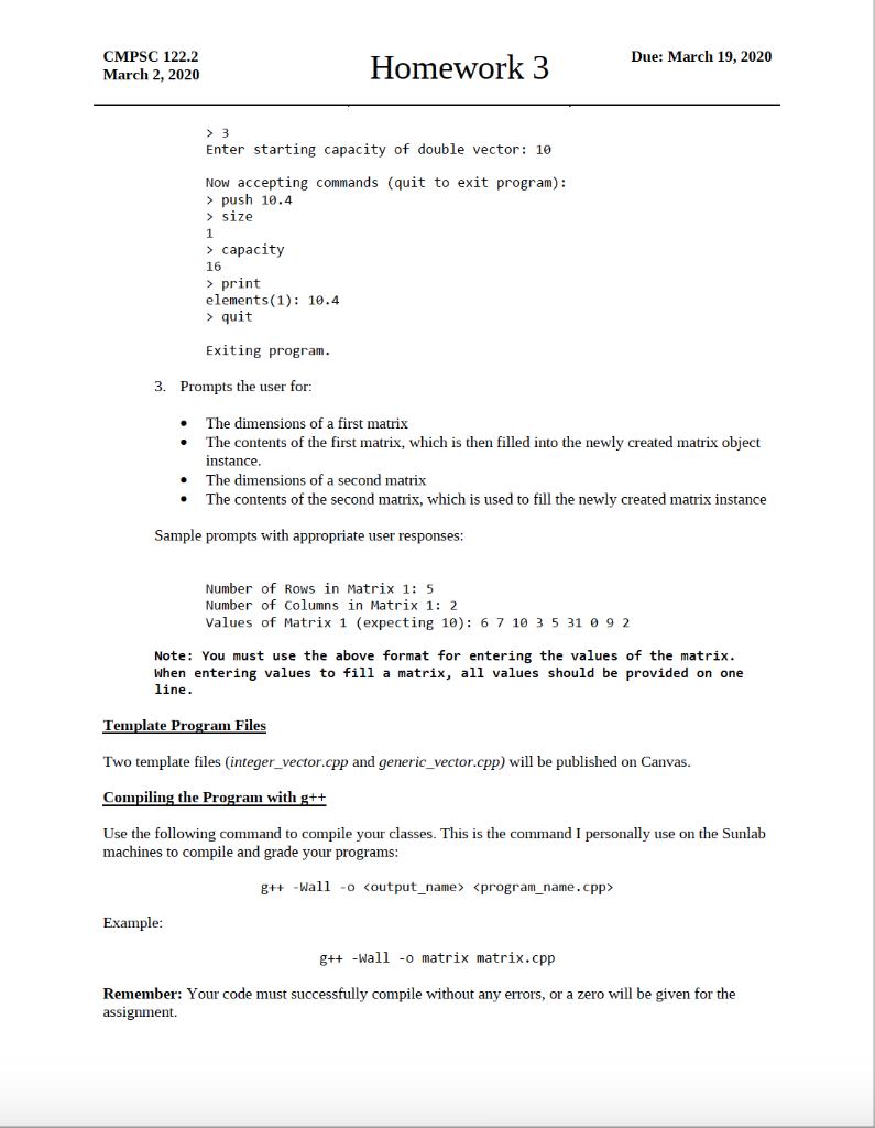 CMPSC 122.2 March 2, 2020 Homework 3 Due: March 19, | Chegg.com