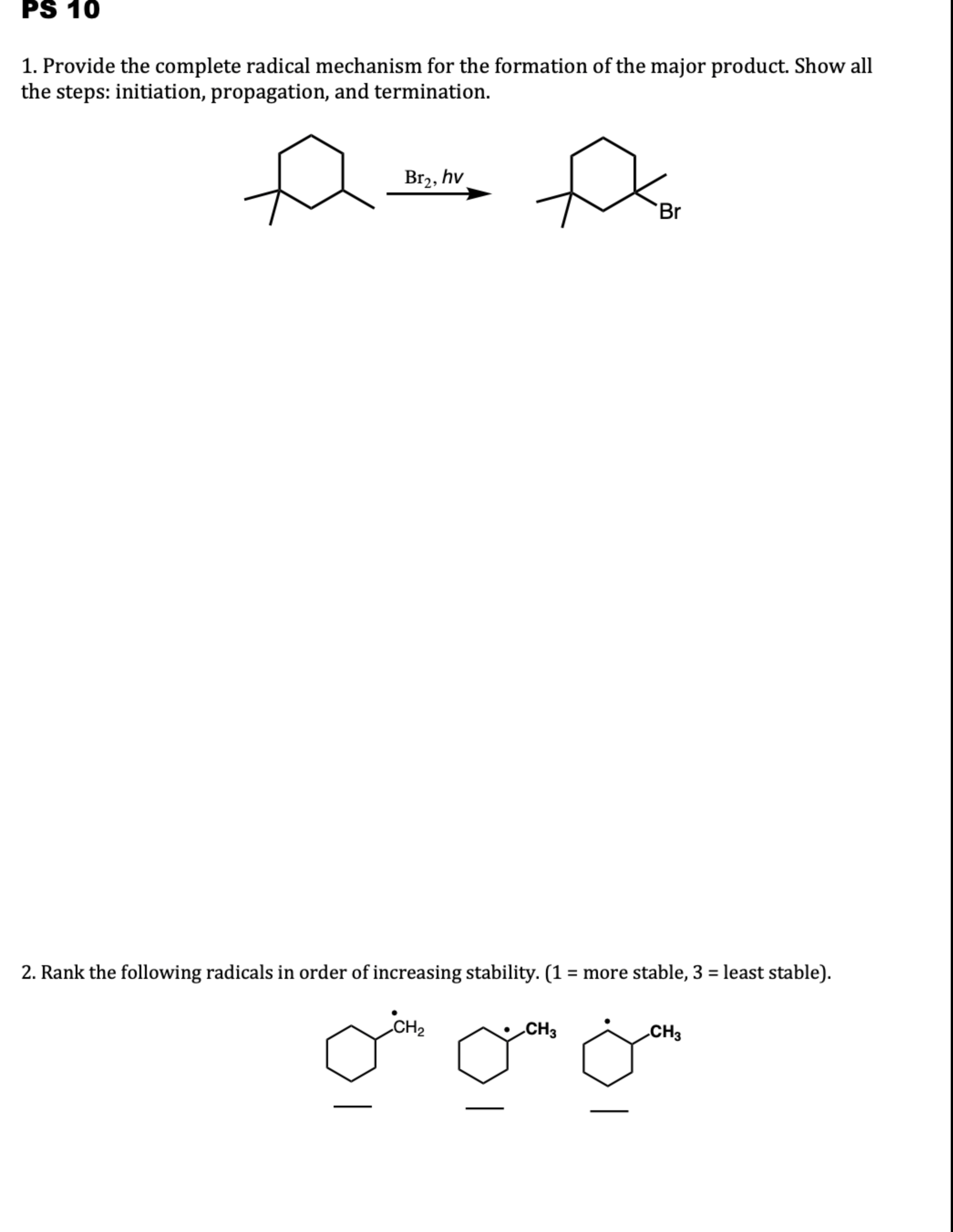 Solved Provide the complete radical mechanism for the | Chegg.com