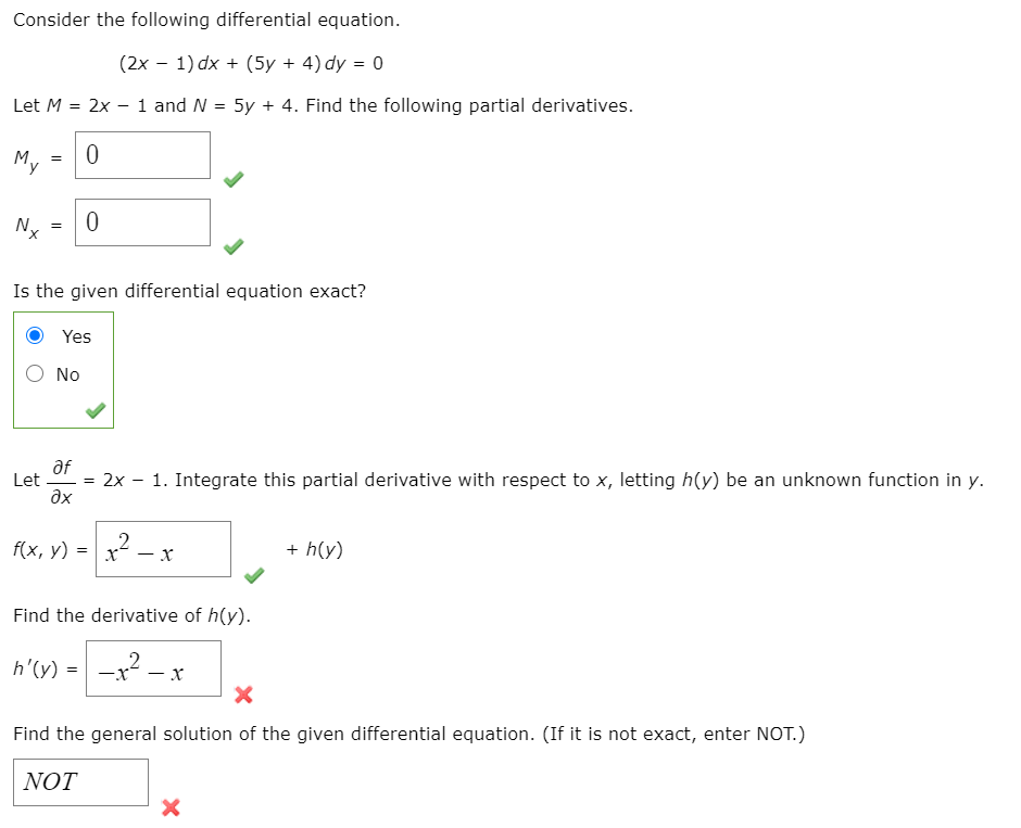 Solved Consider the following differential equation. (2x - | Chegg.com