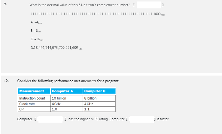 Solved 9. What is the decimal value of this 64-bit two's | Chegg.com