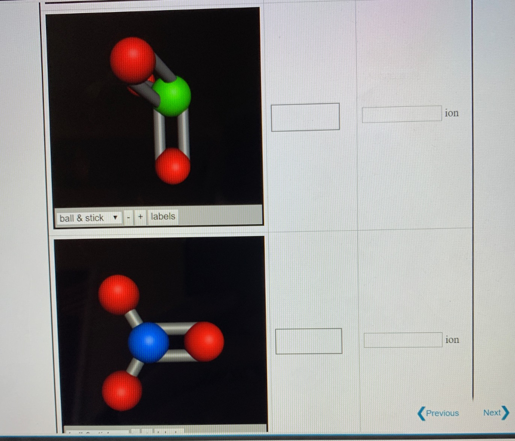 Solved The 3D models in the following table represent ions | Chegg.com