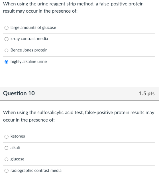 Solved When using the urine reagent strip method, a | Chegg.com