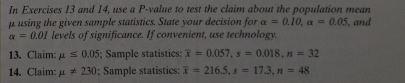 Solved In Exercises 13 and 14, use a P-value to test the | Chegg.com