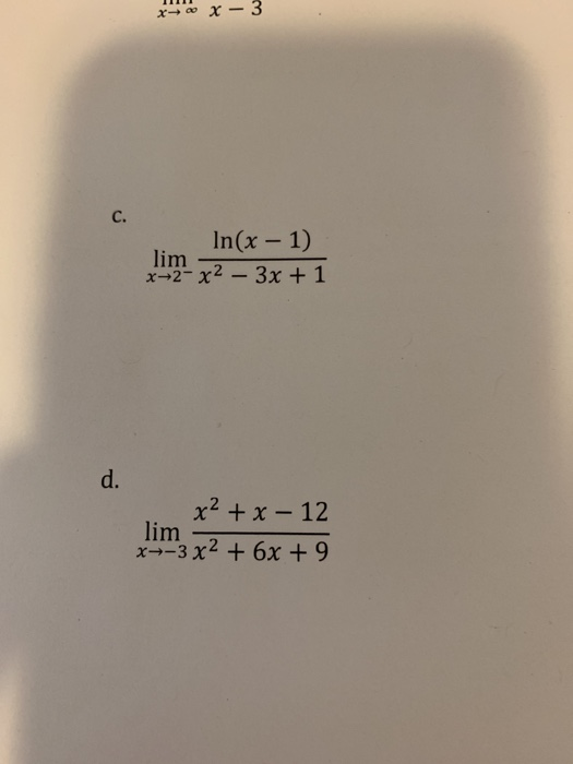 Solved find the following limits. use infinity and negative | Chegg.com