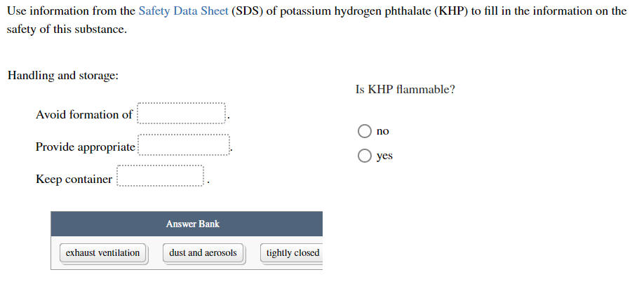 Solved Use information from the Safety Data Sheet (SDS) of | Chegg.com