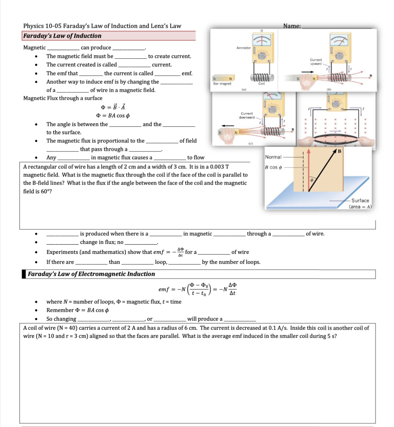 Solved Physics 10-05 Faraday's Law of Induction and Lenz's | Chegg.com