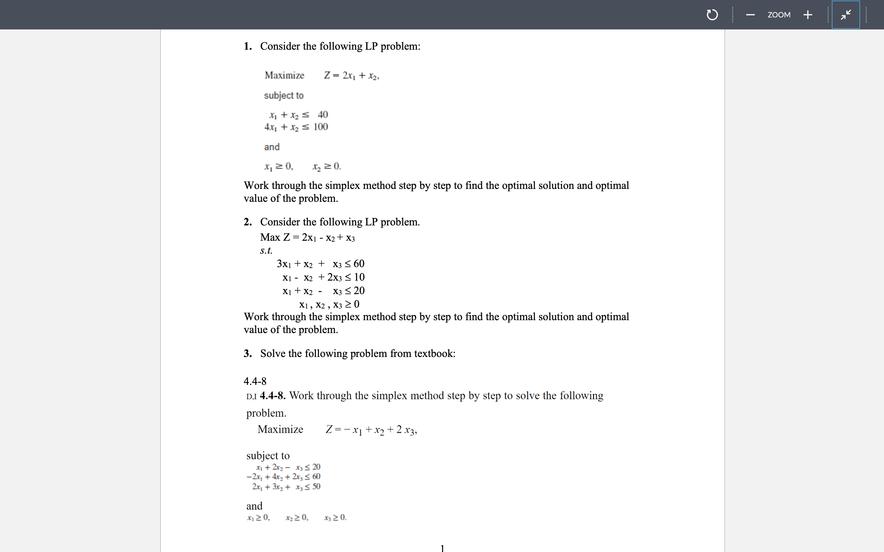 Solved 1 Consider The Following Lp Problem Maximize