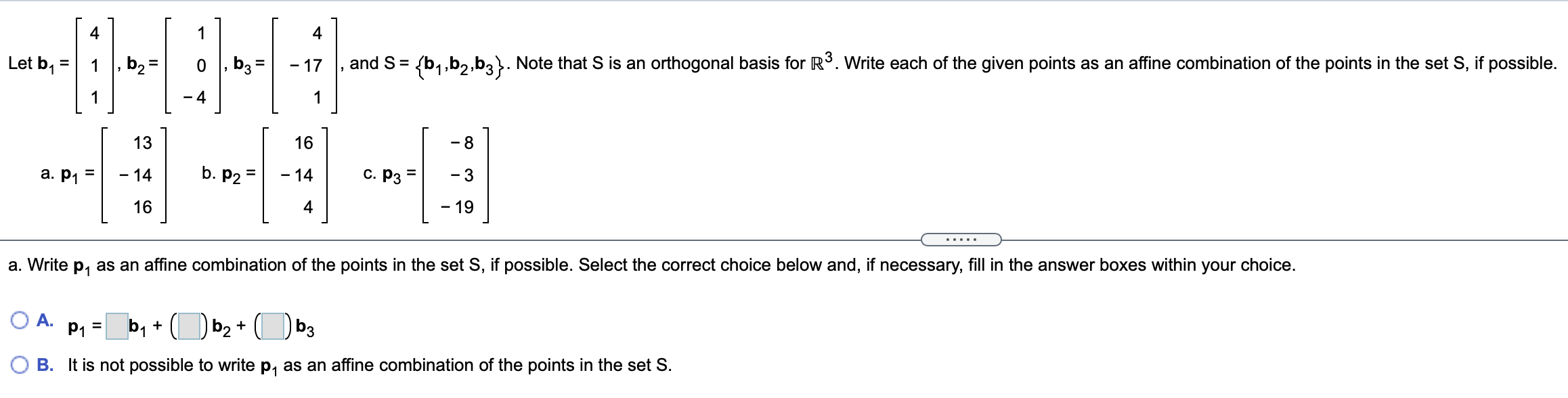 Solved Write y as an affine combination of the other points | Chegg.com