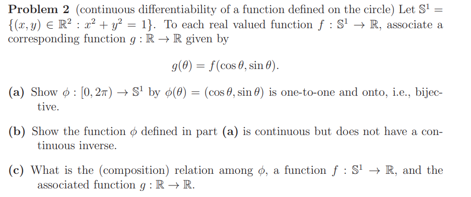 Solved Problem 2 (continuous differentiability of a function | Chegg.com