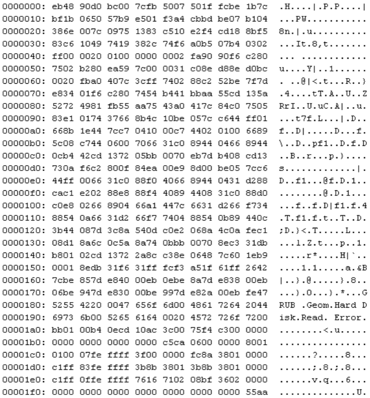 Where is the boot code located in the example MBR? | Chegg.com