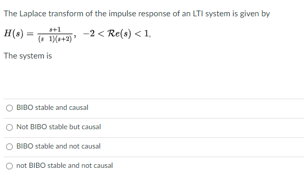 Solved The Laplace transform of the impulse response of an | Chegg.com