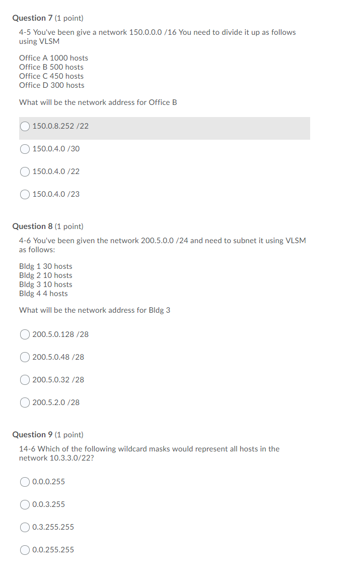 Solved Question 7 (1 point) 4-5 You've been give a network | Chegg.com