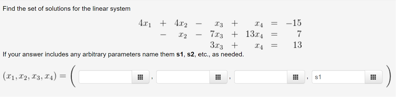 Solved Find the set of solutions for the linear system | Chegg.com