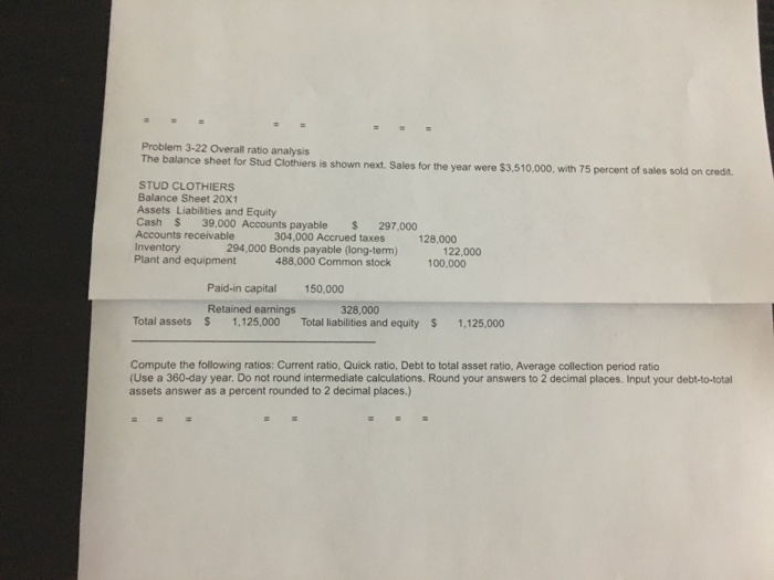 Solved Problem 3-22 Overall ratio analysis is shown next., | Chegg.com