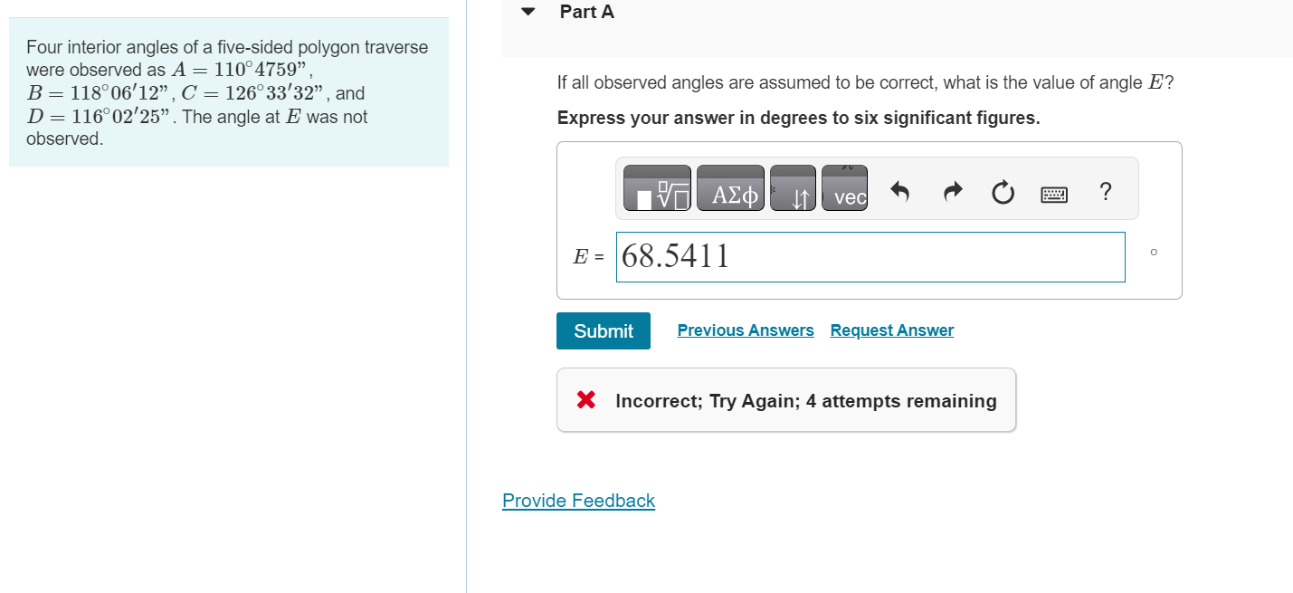 Solved Four interior angles of a five-sided polygon traverse | Chegg.com