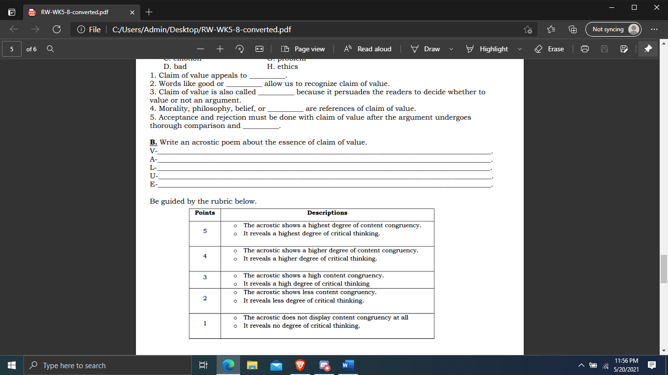 ANSWER ASAP : Write an acrostic poem about the | Chegg.com