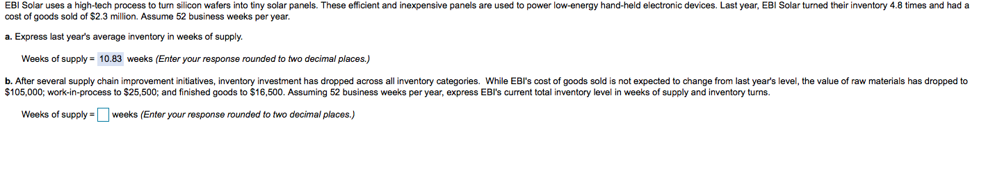 Solved EBI Solar uses a high-tech process to turn silicon | Chegg.com